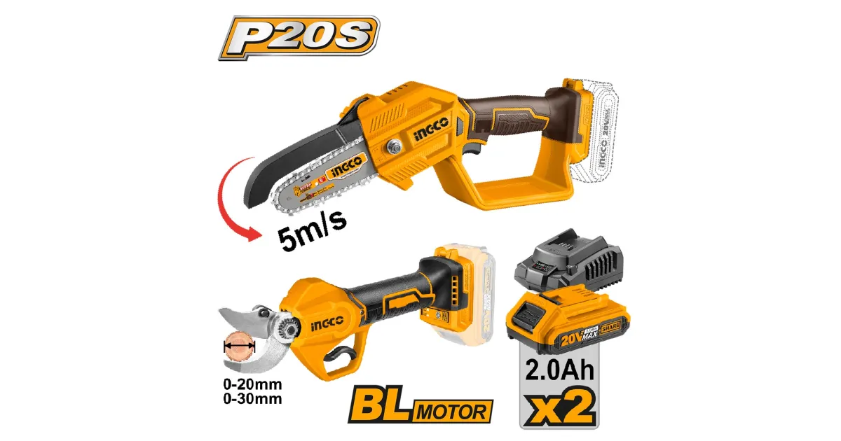 INGCO COSLI23065E ΣΕΤ ΑΛΥΣΟΠΡΙΟΝΟ ΚΑΙ ΚΛΑΔΕΥΤΗΡΙ ΜΠΑΤΑΡΙΑΣ 20V Li-Ion